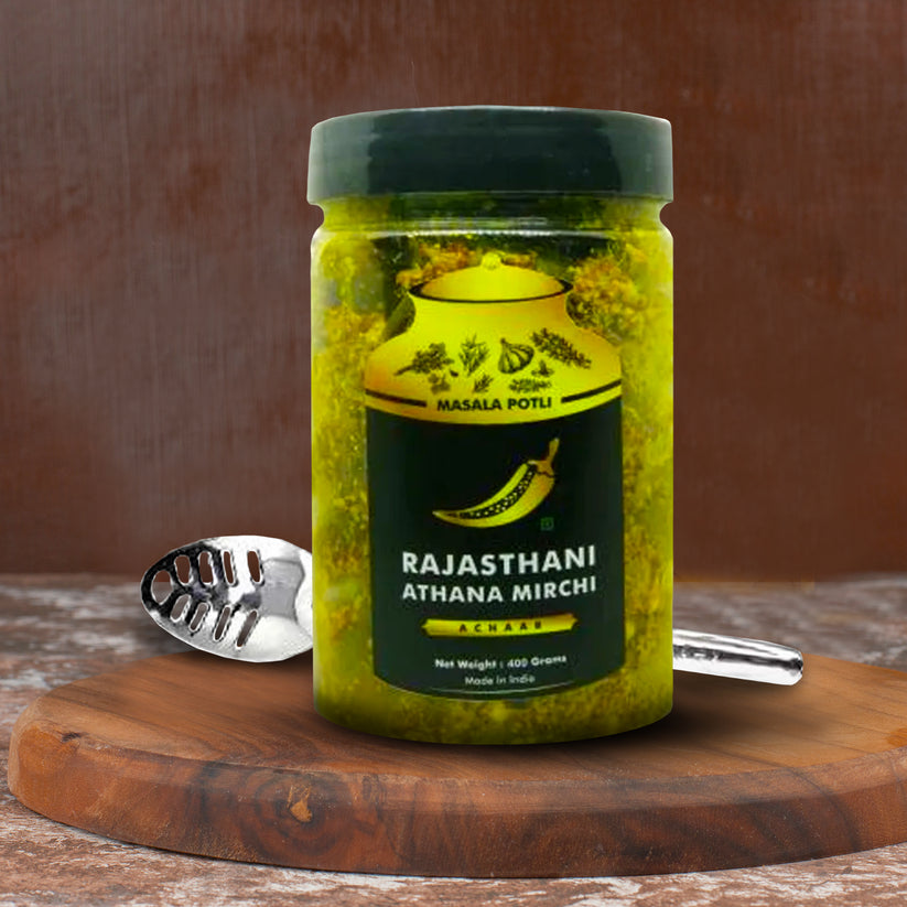 Rajasthani Athana Mirchi Achar (Green Chilly Pickle) 400g – Masala Potli